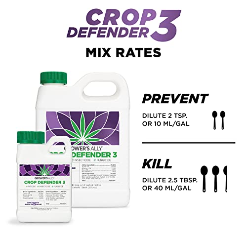 Grower's Ally Crop Defender 3 | Natural, Safe & Organic Insecticide & Fungicide Control for Plants - Powdery Mildew, Spider Mites & Russet Mite Killer β 24 oz Ready-to-Use, OMRI Listed