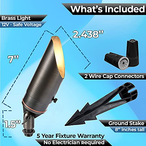LED Spot Lights Outdoor Landscape Lighting 106 - Solid Brass Spotlight LED Yard Lights Security Landscape Lights for Beautiful Bright Long Lasting Home Garden Patio Pool Area Deck Lighting (No Bulb)