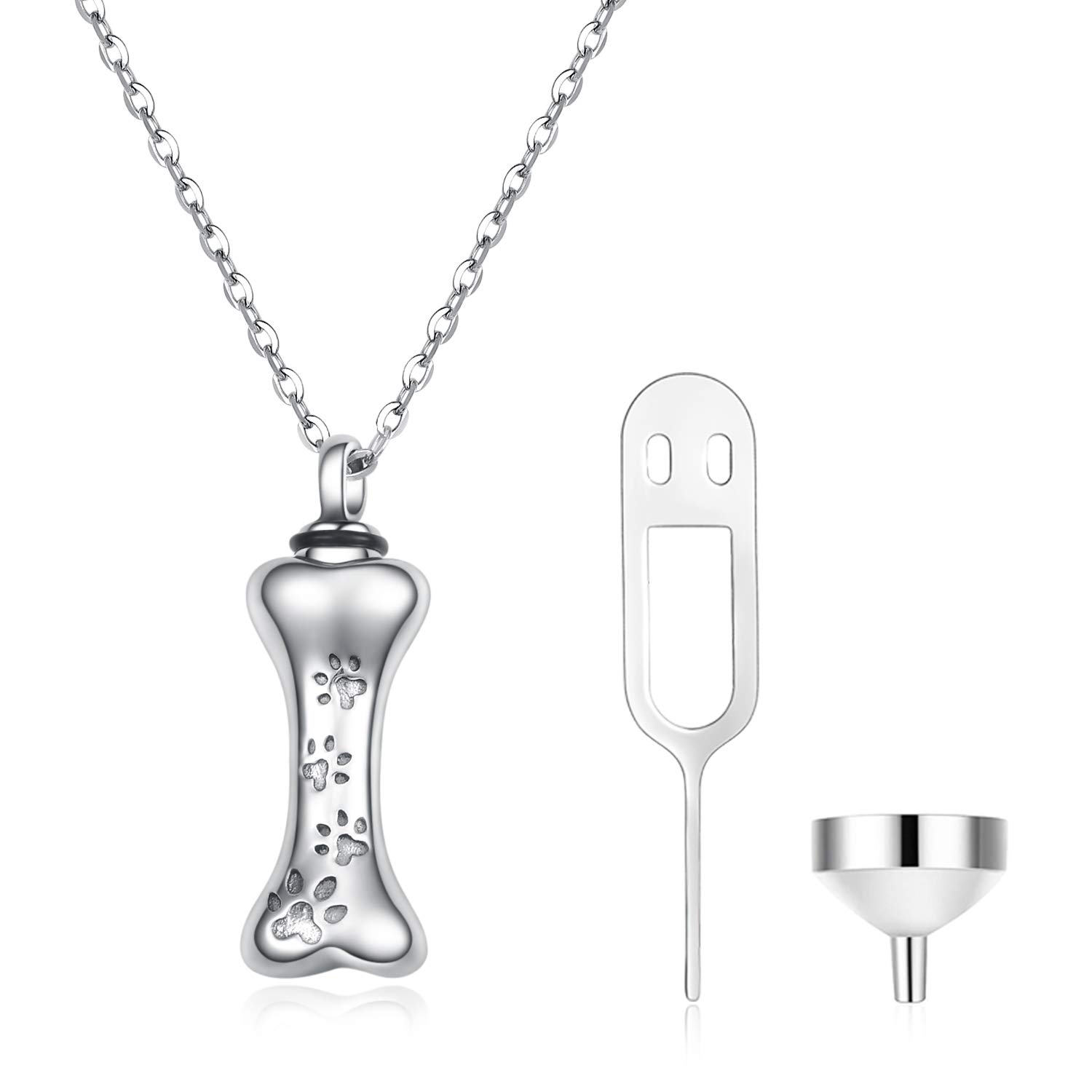 CUPENDA Dog Urn Necklace for Ashes Sterling Silver Pet Paw Print Cremation Memorial Puppy Jewelry for Women
