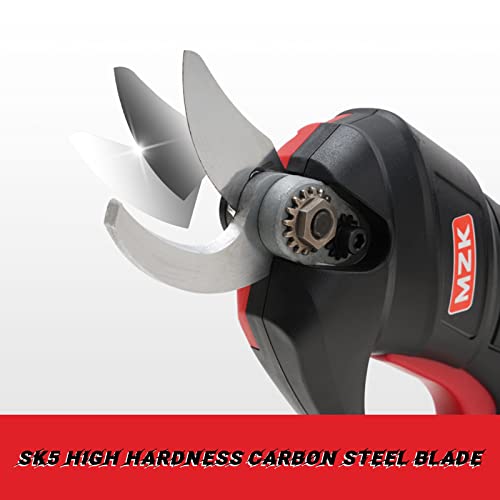 MZK Professional Cordless Electric Pruning Shears Battery Powered, Tree Pruner with Rechargeable Battery， 30mm [1.2inch] Cutting diammeter