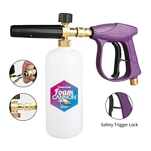 Sooprinse Foam Cannon Snow Foam Lance Nozzle Pressure Washer Jet Wash,Foam cannon lance kit with Pressure Washer Spray Gun,30 Degree Gutter Cleaner Wand with Nozzle Tip Attachment