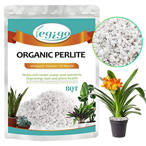 Legigo 8 Quarts Organic Horticultural Perlite for Plants Indoor- Natural Horticultural Soil Additive Conditioner Mix for Improves Drainage, Ventilation and Root Growth