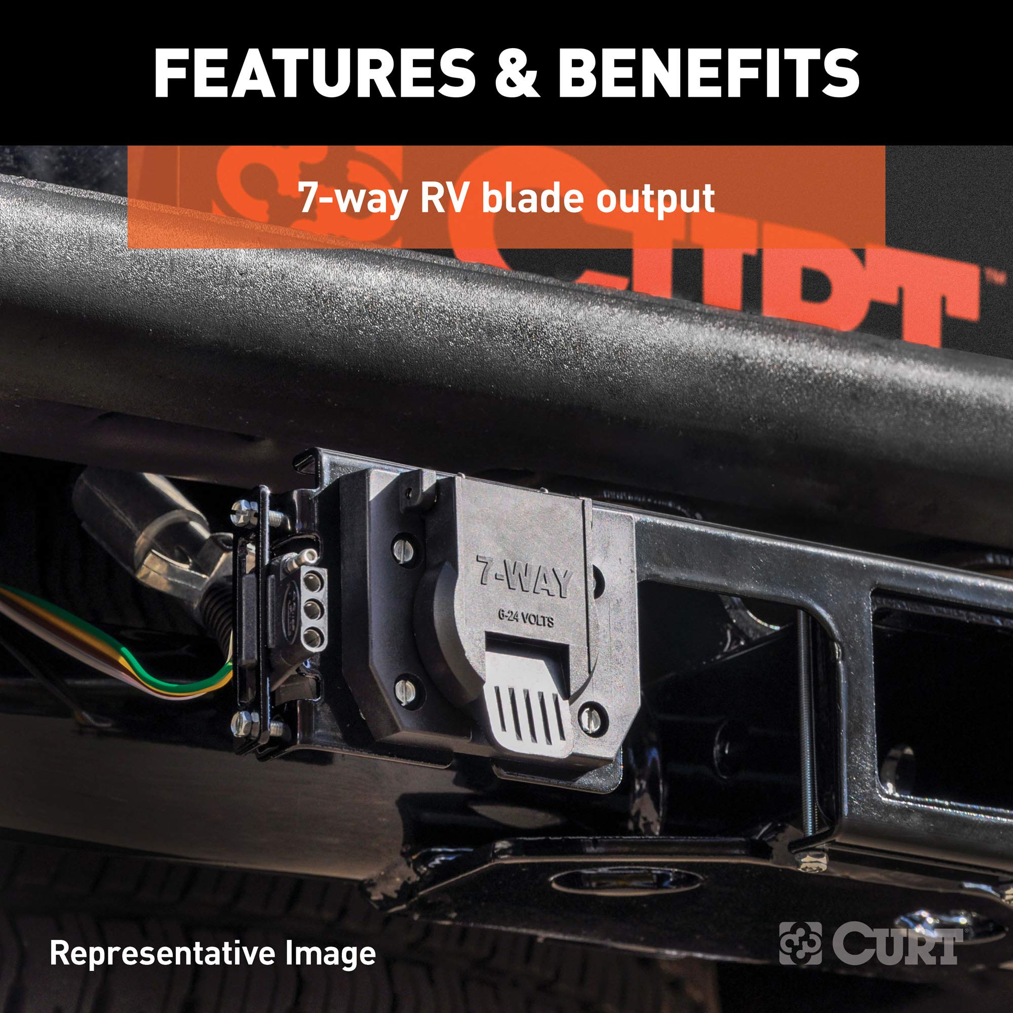 CURT 55242 Vehicle-Side Custom RV Blade 7-Pin Trailer Wiring Harness, Fits Select Ford F-150, Heritage, F-250 , Black