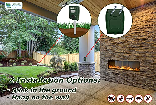 GARDEN SECRETS (2023 Version) Compact Solar Ultrasonic Animal Repellent. Skunk Raccoon Deer Coyote Cat Rat Mice etc Deterrent. Keep Pests Away from Your Property Within 2-4 Weeks. (Green, 3 Pack)
