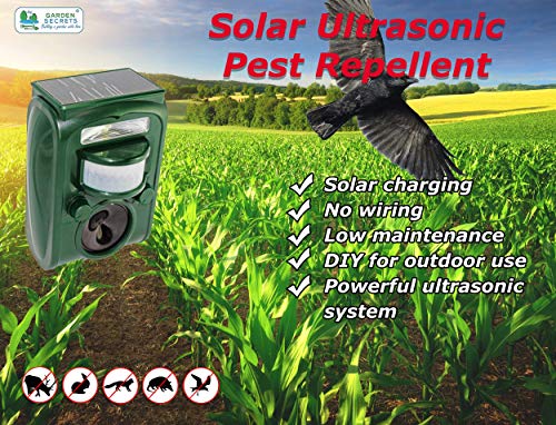 GARDEN SECRETS (2023 Version) Compact Solar Ultrasonic Animal Repellent. Skunk Raccoon Deer Coyote Cat Rat Mice etc Deterrent. Keep Pests Away from Your Property Within 2-4 Weeks. (Green, 3 Pack)