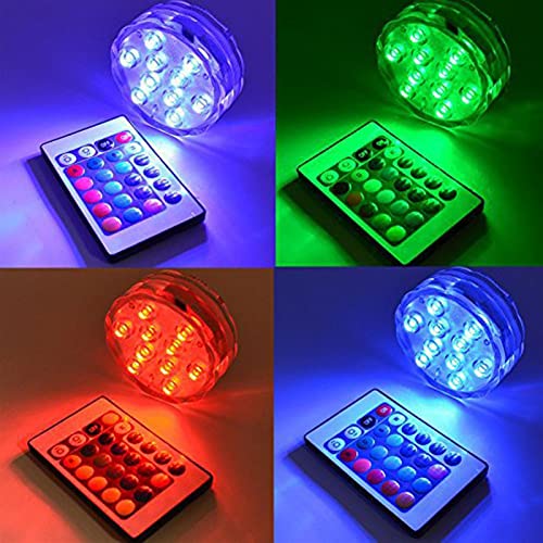 TOMYEUS Underwater Light LED Remote Control RGB Diving Light Battery-Powered Underwater Night Light Outdoor Vase Bowl Garden Christmas Party Decoration Fountain Light