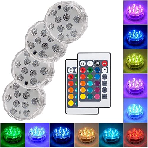 TOMYEUS Underwater Light LED Remote Control RGB Diving Light Battery-Powered Underwater Night Light Outdoor Vase Bowl Garden Christmas Party Decoration Fountain Light