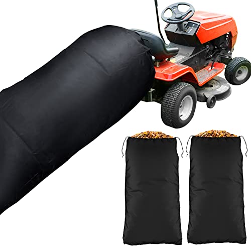 2 Pcs Lawn Tractor Leaf Bag for Riding Lawn Mower Reusable Big Capacity Mower Leaf Bag Black Grass Catcher Bag 90 x 50 Inch Oxford Cloth Leaf Collector 49 Cubic Feet Material Collection Systems