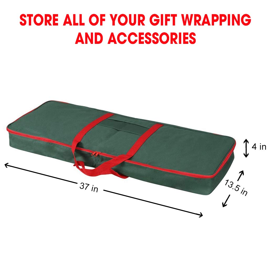 Primode Christmas Gift Wrap Organizer | Wrapping Paper Storage Container Box (37β x 14β x 4β) Constructed of Durable 600D Oxford Material (Black)