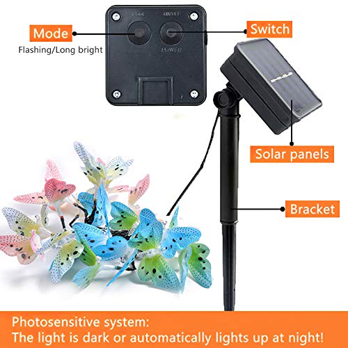 jindaaudio Solar Butterfly Lights Outdoor, Solar Powered String Lights, Led Butterfly String Lights, Solar Lights Outdoor Butterfly Garden, Butterflies Solar Lights Outdoor with Led Waterproof
