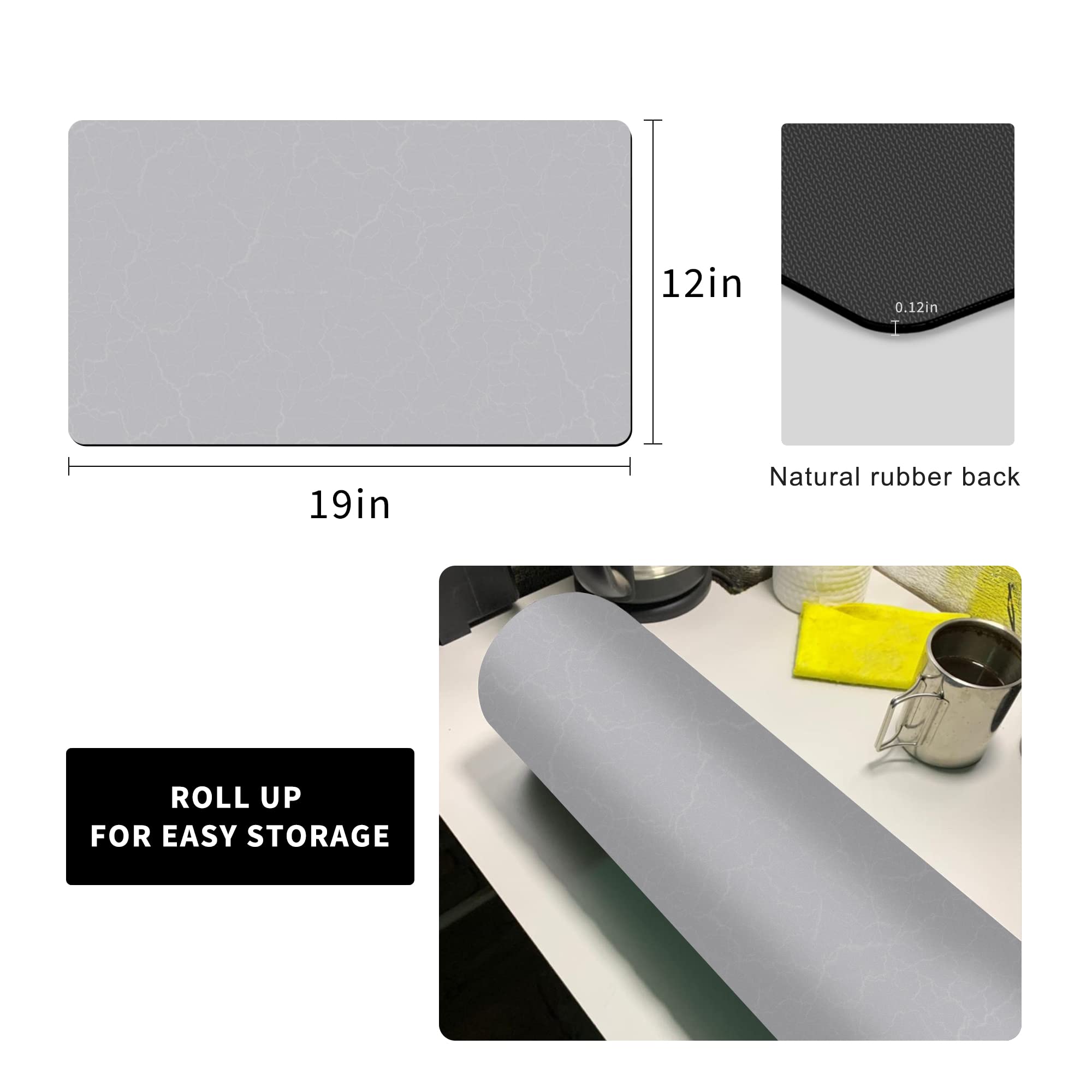 Coffee Maker Mat for Countertops, Coffee Bar Accessories Fit Under Coffee Machine Mat 19inx12in-Rubber Backed Coffee pots - table mat Under Appliance, Coffee Dish Drying Mat, Grey for Kitchen Counter