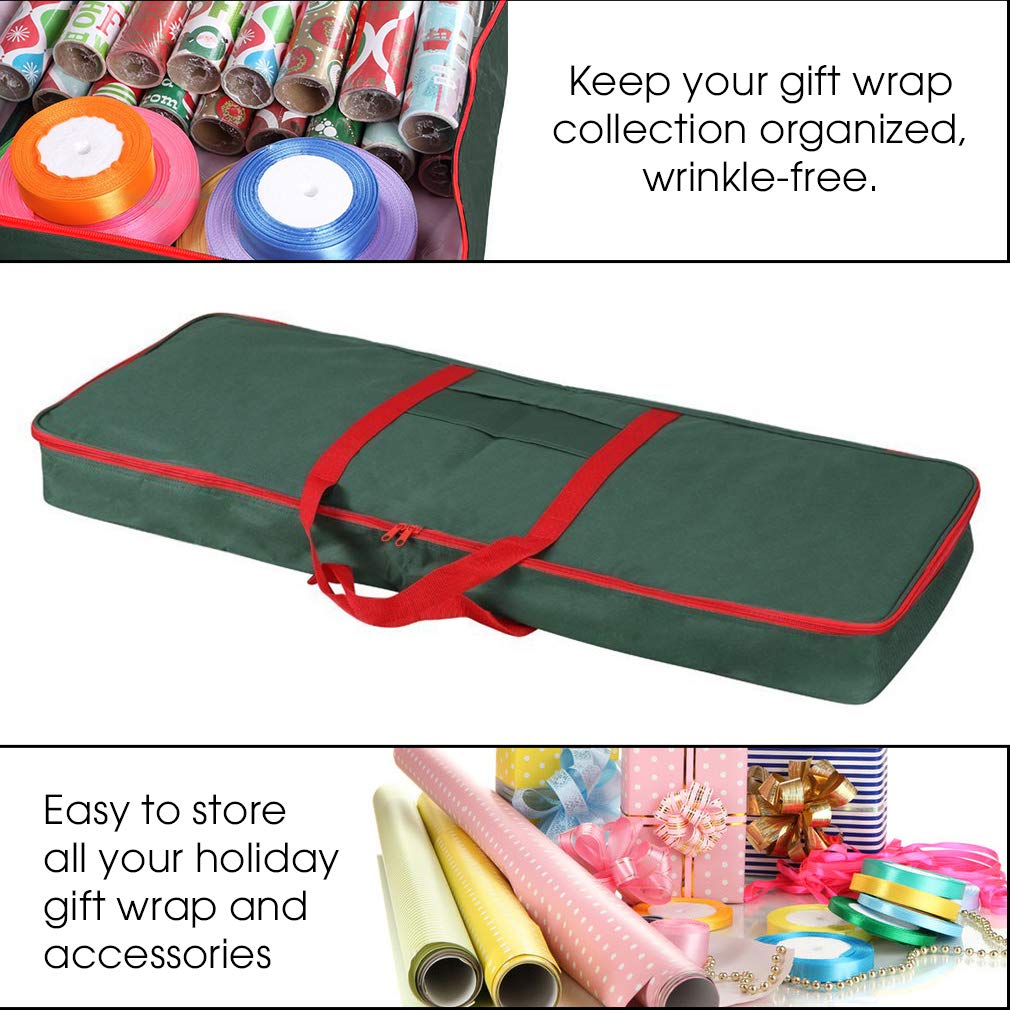 Primode Christmas Gift Wrap Organizer | Wrapping Paper Storage Container Box (37β x 14β x 4β) Constructed of Durable 600D Oxford Material (Black)