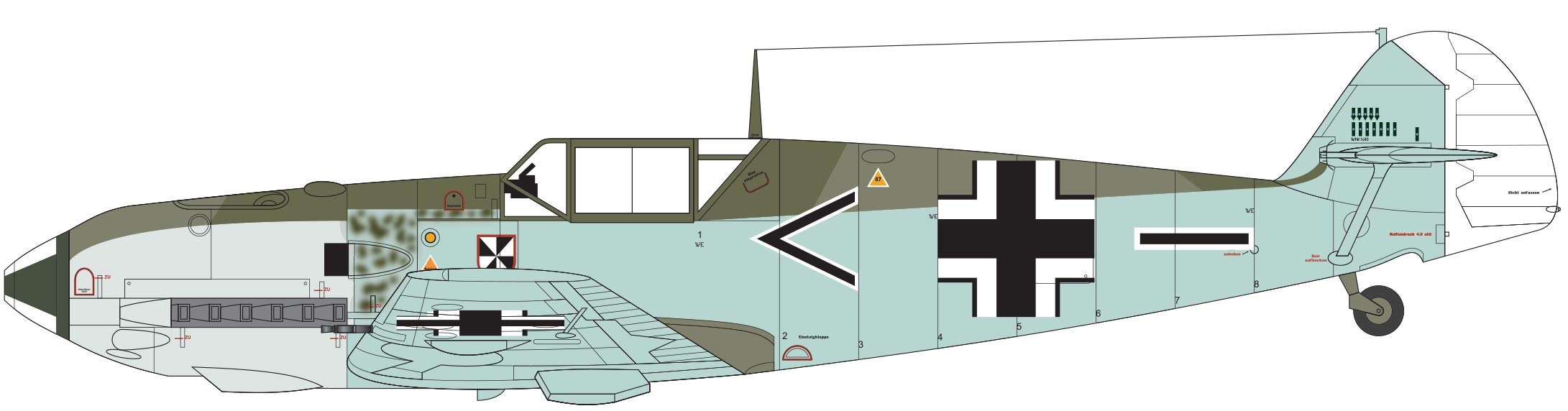 Airfix Quickbuild Messerschmitt Bf109E-4 / E-1 1:48 Military Aviation Plastic Model Kit A05120B, Multicolor