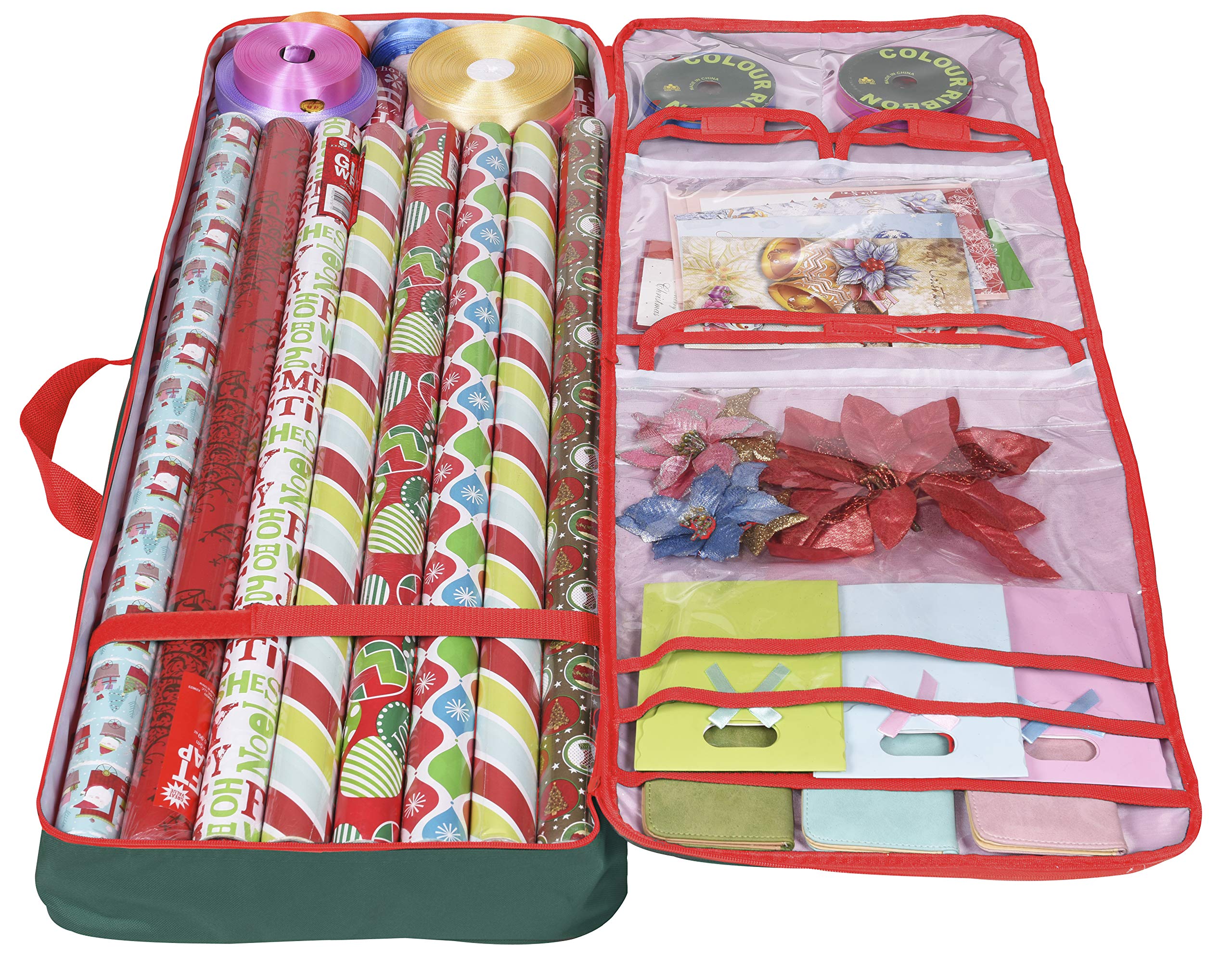 Primode Christmas Gift Wrap Organizer | Wrapping Paper Storage Container Box (37β x 14β x 4β) Constructed of Durable 600D Oxford Material (Black)