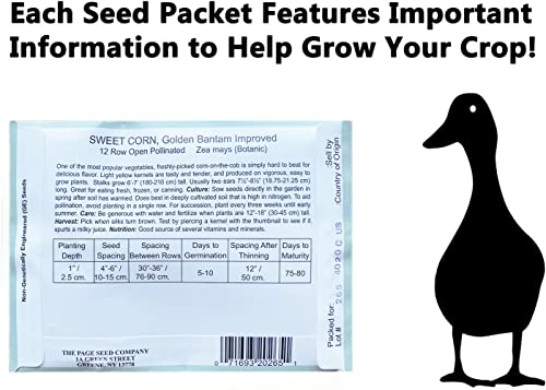 Set of 12 Sweet Corn- Golden Bantam Vegetable Seed Packs - Create a Deluxe Garden - All Seeds are Heirloom - 100% Non-GMO (Sweet Corn- Golden Bantam)