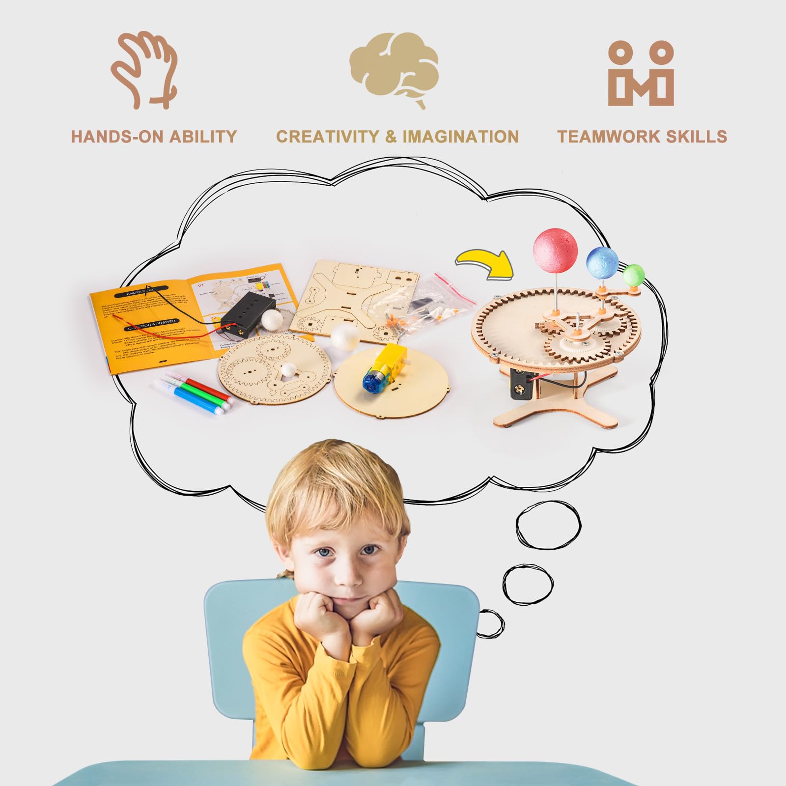 Yutin STEM Kits for Kids, Science Building Projects for 6-8, Boys Wood Crafts Woodworking Kits, 3D Wooden Puzzles Model Robot Kit,