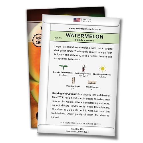 Sow Right Seeds - Tendersweet Watermelon Seeds for Planting - Non-GMO Heirloom Seeds to Plant a Home Vegetable Garden (4)