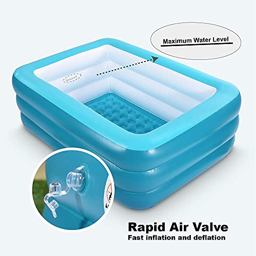 Inflatable Pools, Kiddie Pools, Inflatable Family Swim Play Center Pool with Soft Floor, 82" & 59" Durable Swimming Pool, Summer Water Fun for Garden or Backyard or Indoor (82Orange&59Green)