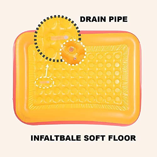 Inflatable Pools, Kiddie Pools, Inflatable Family Swim Play Center Pool with Soft Floor, 82" & 59" Durable Swimming Pool, Summer Water Fun for Garden or Backyard or Indoor (82Orange&59Green)