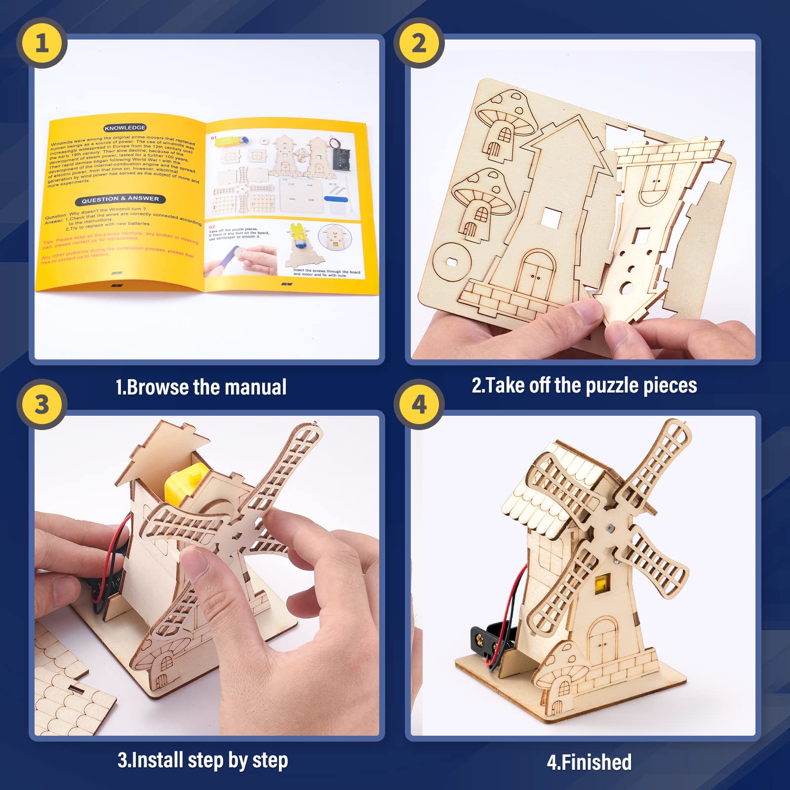 Yutin STEM Kits for Kids, Science Building Projects for 6-8, Boys Wood Crafts Woodworking Kits, 3D Wooden Puzzles Model Robot Kit,