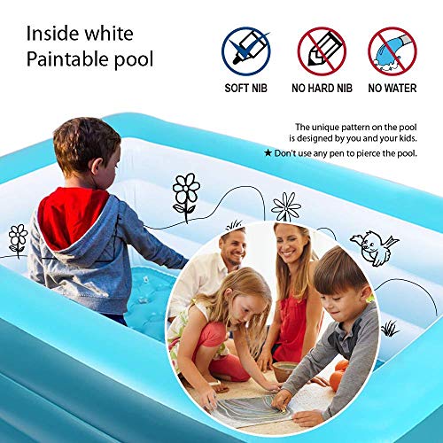 Inflatable Pools, Kiddie Pools, Inflatable Family Swim Play Center Pool with Soft Floor, 82" & 59" Durable Swimming Pool, Summer Water Fun for Garden or Backyard or Indoor (82Orange&59Green)