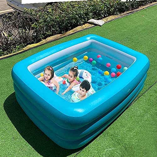Inflatable Pools, Kiddie Pools, Inflatable Family Swim Play Center Pool with Soft Floor, 82" & 59" Durable Swimming Pool, Summer Water Fun for Garden or Backyard or Indoor (82Orange&59Green)