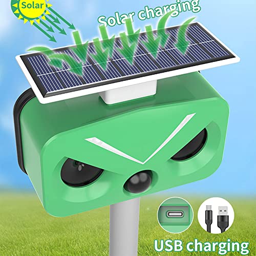 Ultrasonic Animal Repeller, Ultrasonic Solar Pest Repeller Outdoor with Motion Sensor and Sound,Waterproof Device for Garden, Farm, Yard, Dogs, Cats, Birds and More