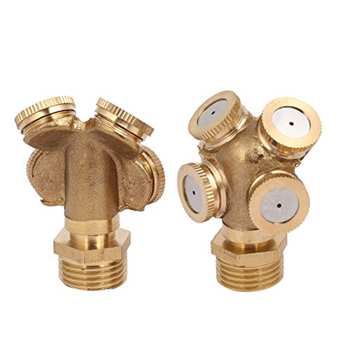 uxcell 1/2BSP DN15 4 Hole Mist Spray Nozzle Garden Sprinklers Irrigation Fitting 2pcs