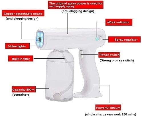 BerlinVV Handheld Sprayer Fogger Machine 0-20Μm Cordless Fogger Machine Disinfectant,Handheld USB Rechargeable ULV Electric Sprayer Nano Atomizer,Suitable for Home Office School Garden Outdoor