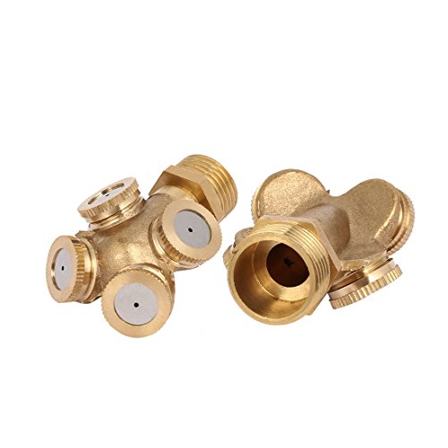 uxcell 1/2BSP DN15 4 Hole Mist Spray Nozzle Garden Sprinklers Irrigation Fitting 2pcs
