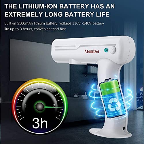 BerlinVV Handheld Sprayer Fogger Machine 0-20Μm Cordless Fogger Machine Disinfectant,Handheld USB Rechargeable ULV Electric Sprayer Nano Atomizer,Suitable for Home Office School Garden Outdoor