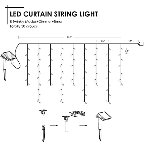 Grand patio Solar String Lights Outdoor 29.5FT 360 LED, Waterproof 8 Modes with Dimmer and Timer Solar Patio Lights for Patio, Lawn, Garden, Gazebo, Yard, Umbrella, Outdoors (Warm White)