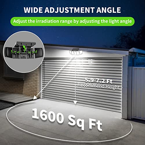Lovcoyo Solar Outdoor Lights, Motion Sensor Security Lights IP65 Waterproof with Remote Control Wireless,5 Heads 300 LED Outdoor Flood Lights 360° Illumination with 3 Modes for Garage Yard Garden