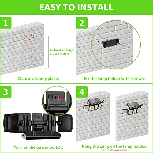 Lovcoyo Solar Outdoor Lights, Motion Sensor Security Lights IP65 Waterproof with Remote Control Wireless,5 Heads 300 LED Outdoor Flood Lights 360° Illumination with 3 Modes for Garage Yard Garden
