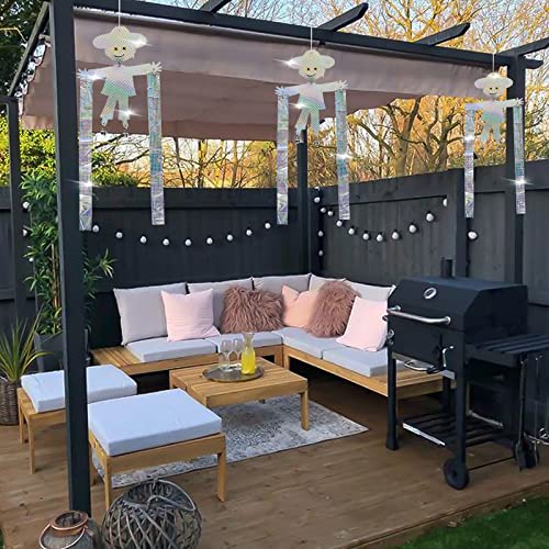 Bird Scare Device, Hanging Reflector Board to Scare Bird Away, Reflective Owl Scarecrow Keep Bird Away from Garden, Patio, Windows, Balcony, Orchard