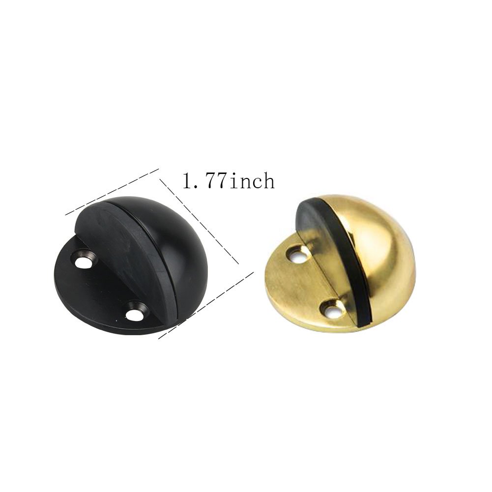 2 Pcs Solid Stainless Steel Floor Door Stopper,3M Self Adhesive Oval Hooded Door Stop (Black)