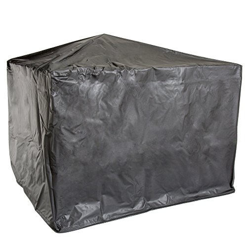 Fire Pit Set, Wood Burning Pit - Includes Screen, Cover and Log Poker - Great for Outdoor and Patio, 30 inch Square Marble Tile Firepit by Pure Garden, Black