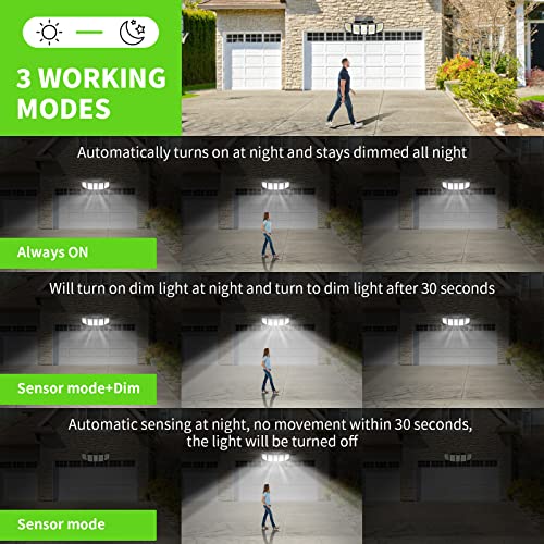 Lovcoyo Solar Outdoor Lights, Motion Sensor Security Lights IP65 Waterproof with Remote Control Wireless,5 Heads 300 LED Outdoor Flood Lights 360° Illumination with 3 Modes for Garage Yard Garden