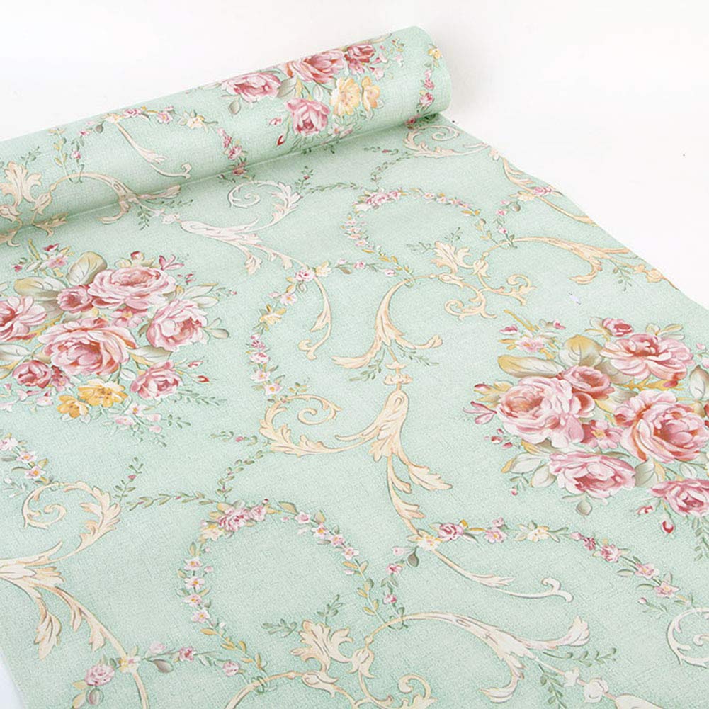 Taogift 17.7x117 Inches Self Adhesive European Style Decorative Vintage Floral Shelf Liner Wallpaper for Dresser Drawer Cabinets Vanity Furniture Walls Decal Removable