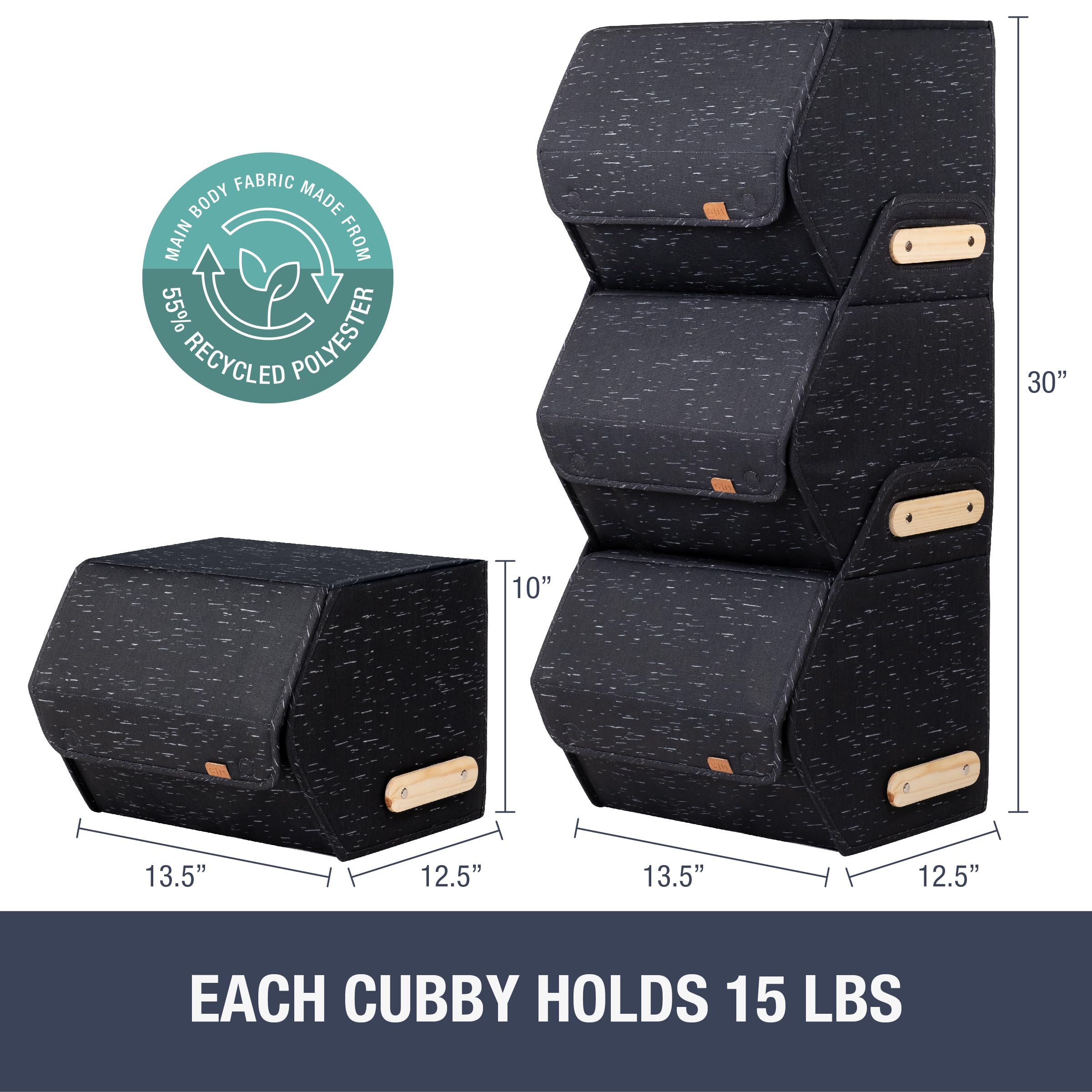 CleverMade Modular Storage System LUXE - Self-Standing, Stacking, and Hanging Storage Organizer for Home Organization and Storage – 3-Tier Hanging Closet Organizer - Made From Recycled Materials
