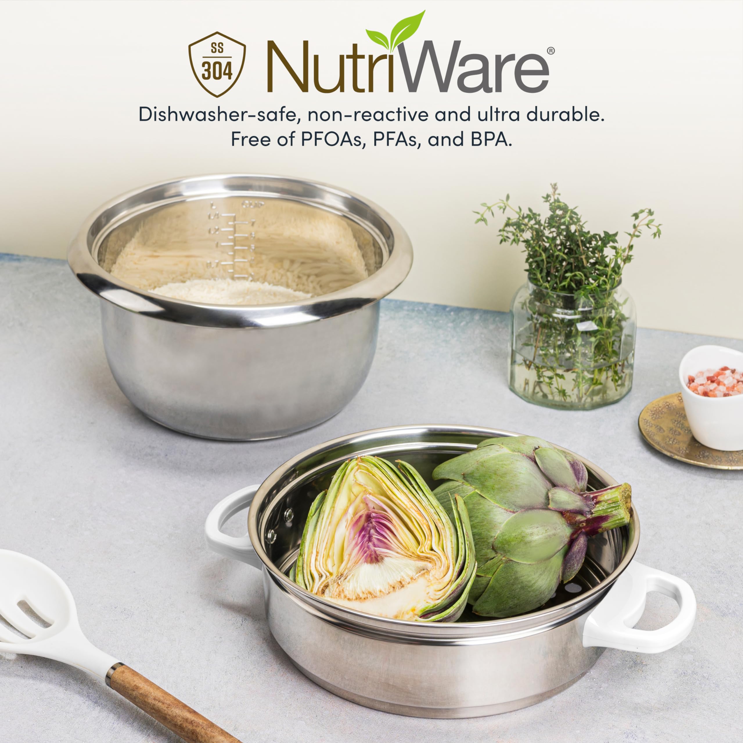 Aroma Housewares NutriWare 14-Cup (Cooked) Digital Rice Cooker and Food Steamer, White