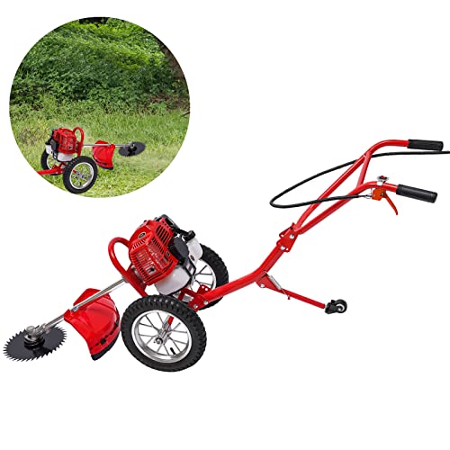 Lidhujnk 1.8KW 49cc Air-Cooled Two-Stroke Gasoline Lawn Mower Hand-Pull Cutter Trimmer, Hedge Trimmer, Grass Trimmer, and Brush Cutter for Yard, Garden