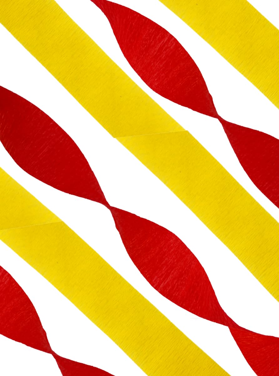 Red and Gold Yellow Crepe Paper Streamers (2 Rolls Each Color) USA-Made