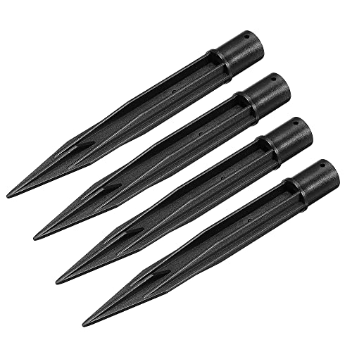 MECCANIXITY Solar Light Spikes,18x150mm Ground Stakes for Garden Pathway Landscape Lamps, ABS Plastic Black, Pack of 4