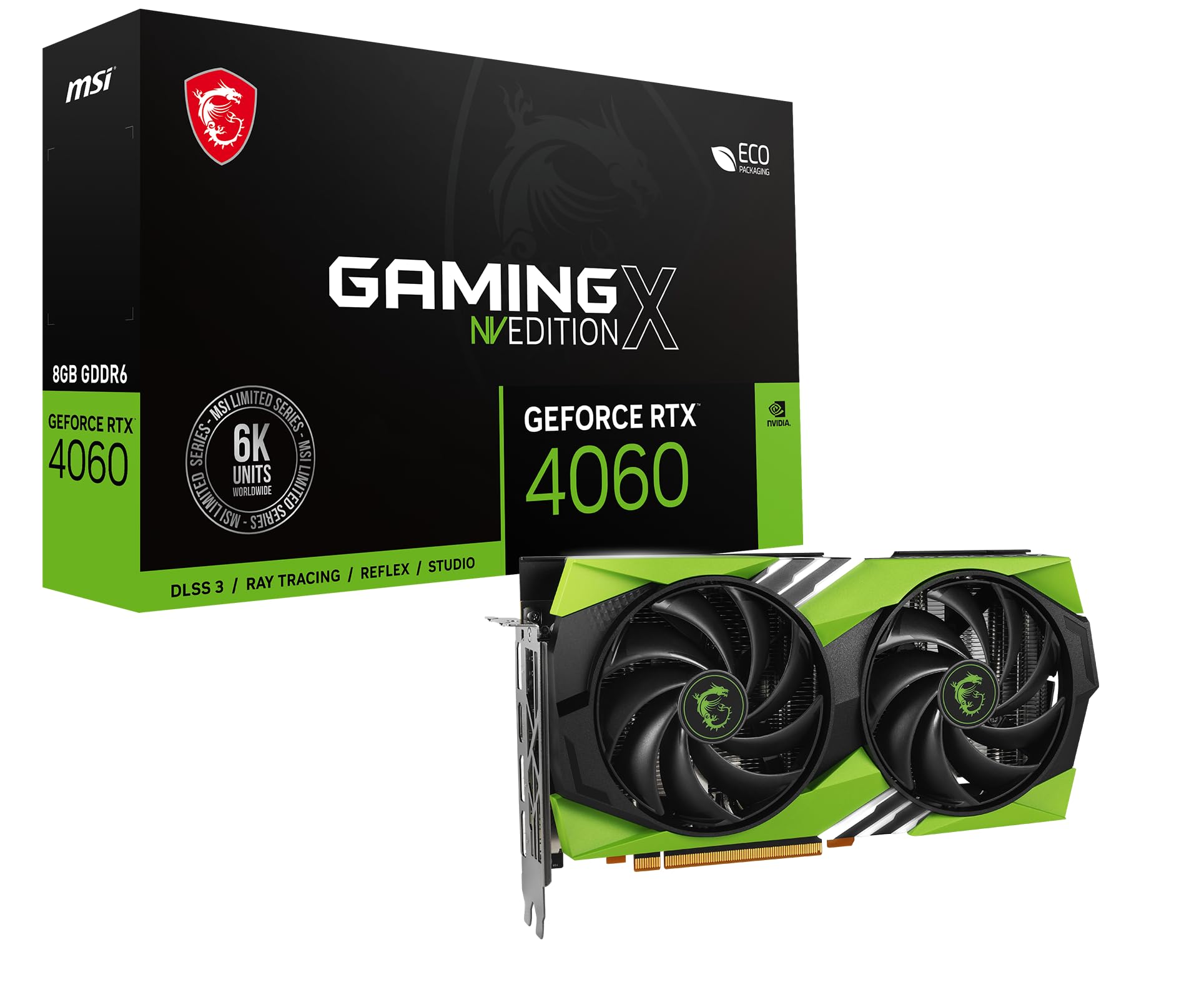 MSI Gaming GeForce RTX 4060 8GB GDRR6 Extreme Clock: 2610 MHz 128-Bit HDMI/DP Nvlink TORX Fan 5.0 Ada Lovelace Architecture Graphics Card (RTX 4060 Gaming X NV Edition 8G)