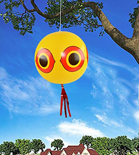 Home-X Scare Birds Away, Garden Protection from Animals, Scarecrows for Garden, Set of 3, Each 40" D x 20.5" H, Yellow