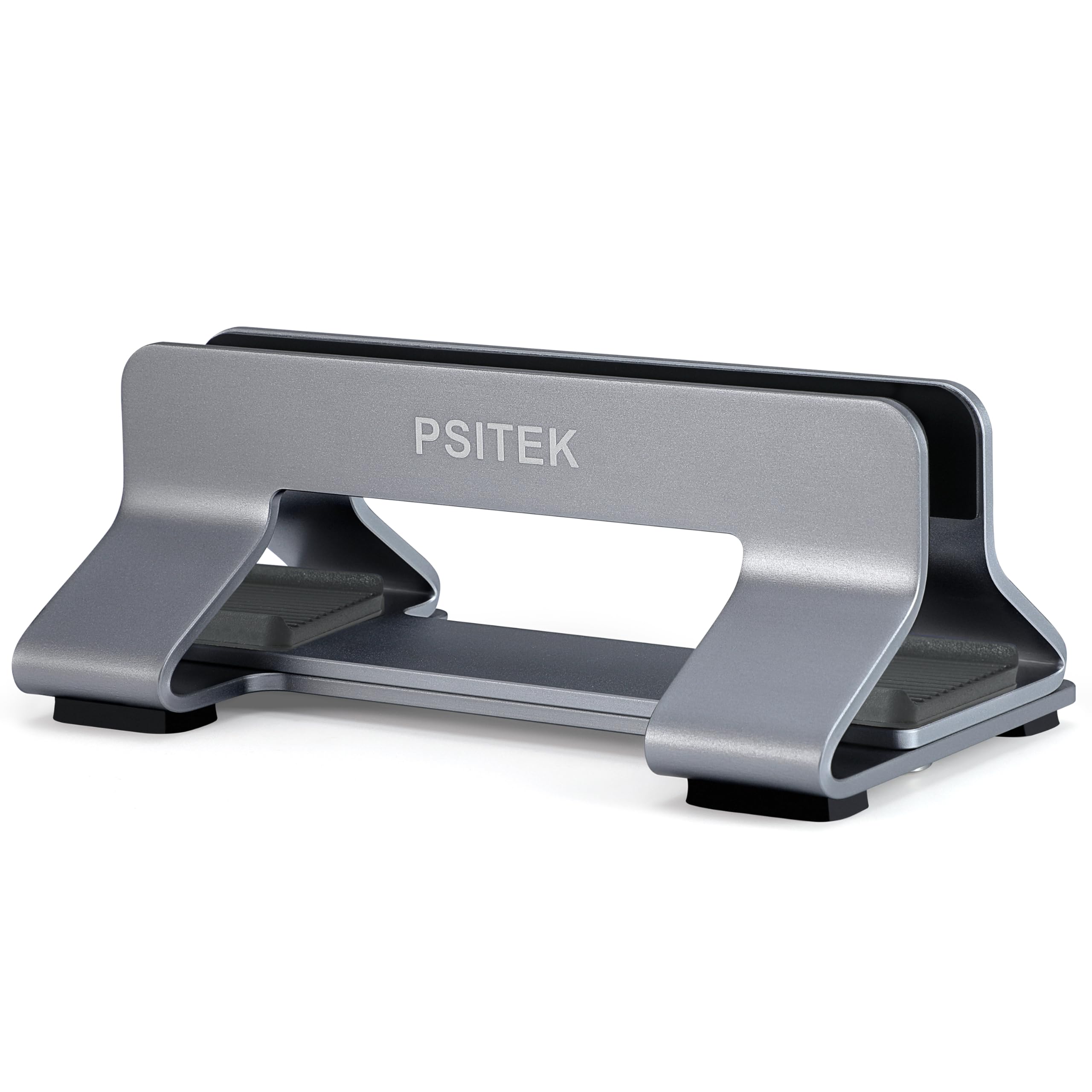 Psitek Aluminum Vertical Laptop Stand Dock Holder, Space-Saving Upright Storage for All MacBook and Laptops, Adjustable Slot Width (10-30mm/0.4-1.2 inch), Version 2023