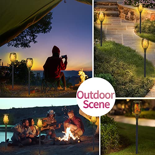 Solar Lights Outdoor, 34 LED Torch Light with Flickering Flames Decoration Lighting Auto On/Off, Waterproof Solar Torches for Garden Landscape Yard and Patio