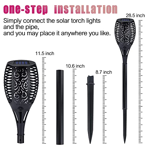 Solar Lights Outdoor, 34 LED Torch Light with Flickering Flames Decoration Lighting Auto On/Off, Waterproof Solar Torches for Garden Landscape Yard and Patio