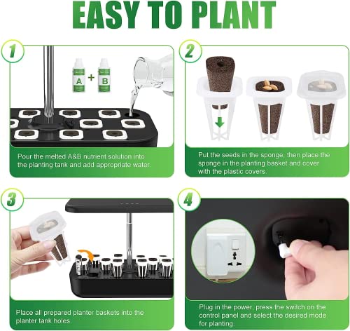 Wosnows Seed Pods Kit for Hydroponics Growing System, Seed Starter Pods with 12pcs Grow Sponges, 12pcs Plastic Covers, 12pcs Baskets Kit, Hydroponics Garden Kit Replacements for Plant Germination